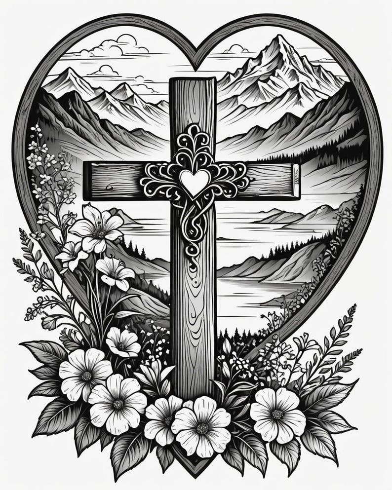Heart Cross in the Mountains - Etsy