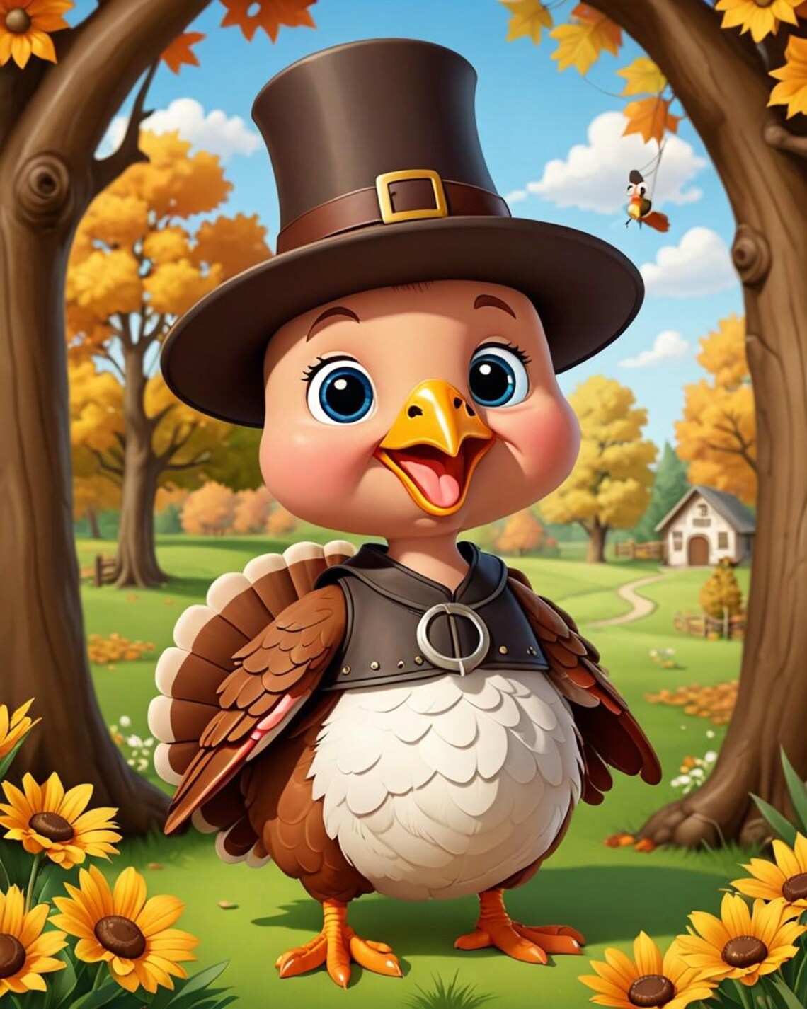 Happy Turkey in the Country - Etsy