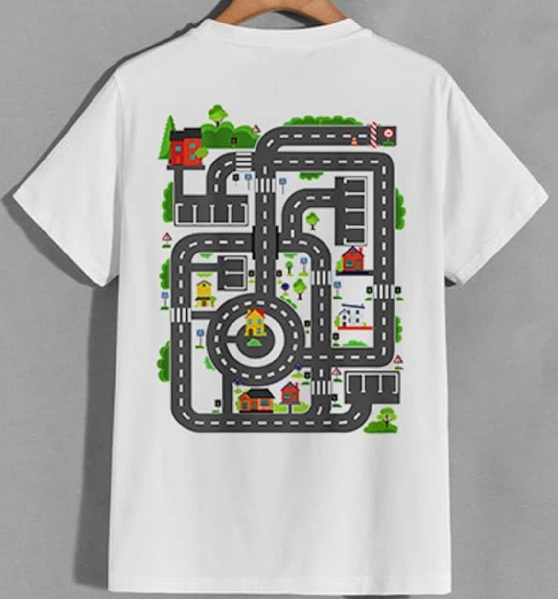 Play Mat Race Car Track on Dad T Shirt Play Cars on Back Play Mat Car ...