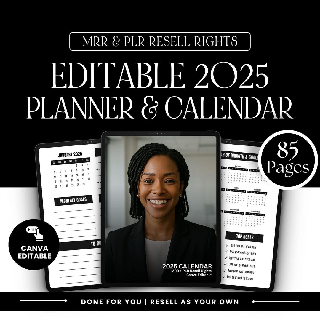 Editable 2025 Wall Calendar Planner | Canva Template With PLR & MRR ...