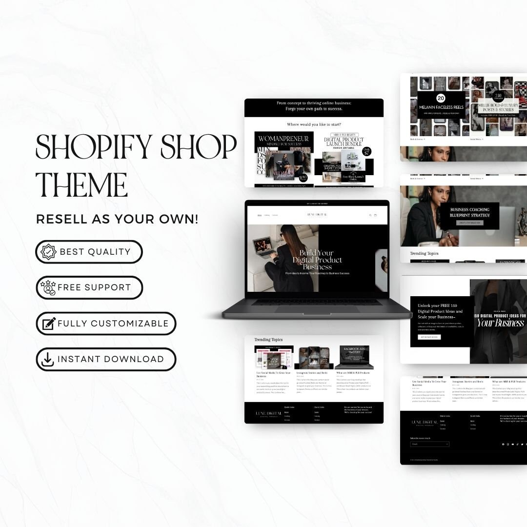 Luxury Shopify Theme: MRR & PLR Resell Rights, Canva Banners (digital ...