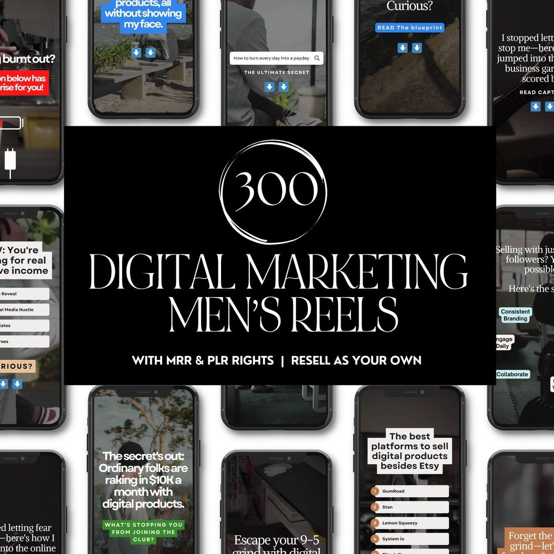 Men's Digital Marketing Reels, Faceless, Canva Editable (MRR PLR ...