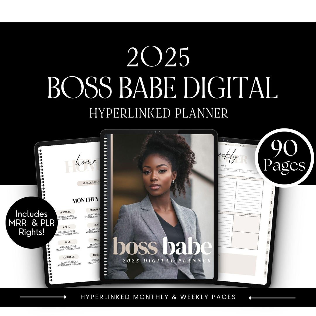 2025 Digital Calendar With MRR, Black Girl Boss Babe Digital Planner ...