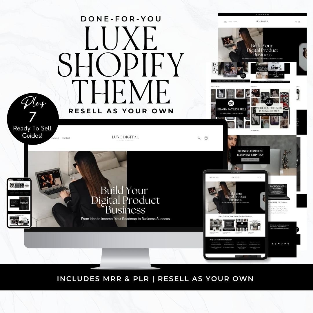 Luxury Shopify Theme: MRR & PLR Resell Rights, Canva Banners (digital ...