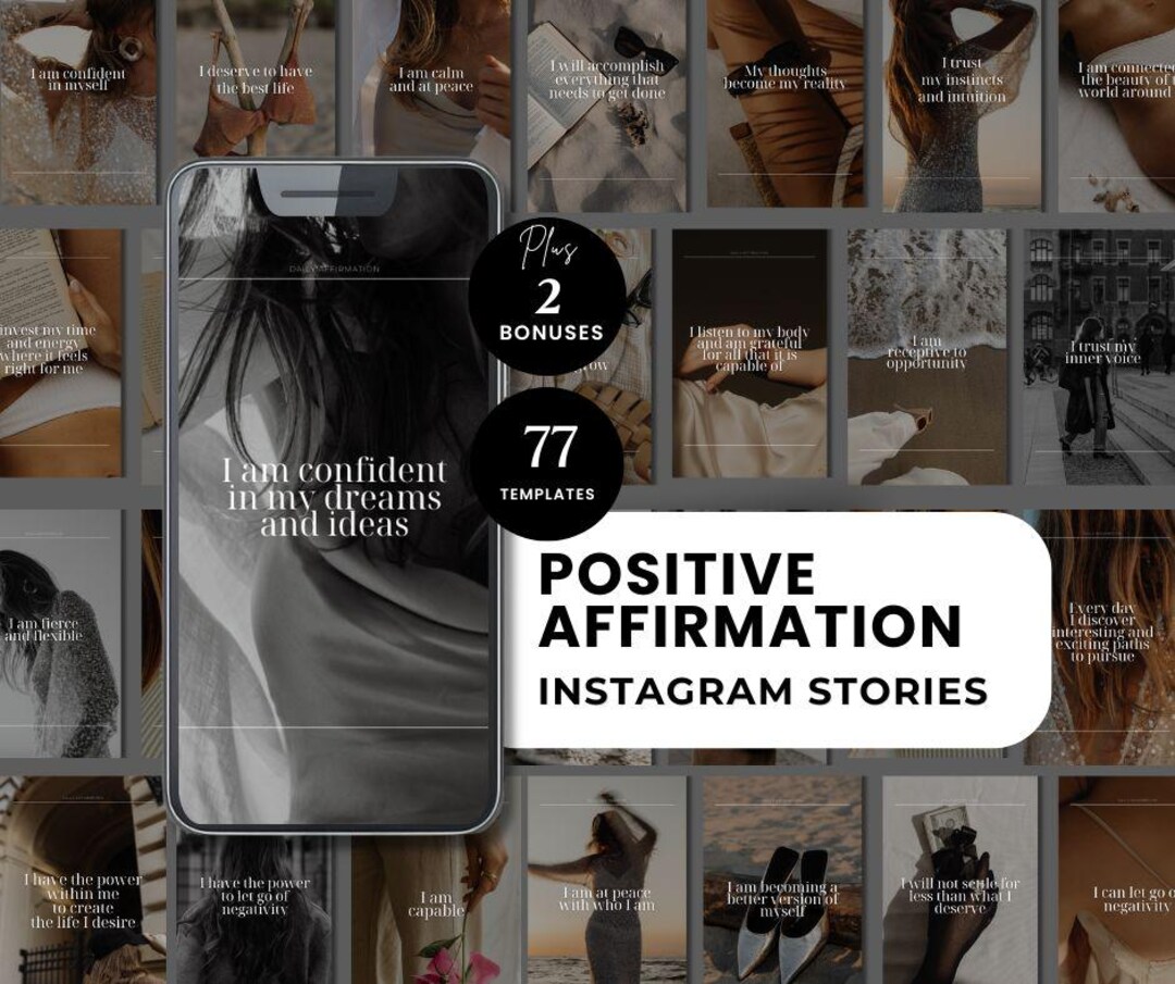 Positive Affirmations Instagram Story Templates: Canva Social Media ...