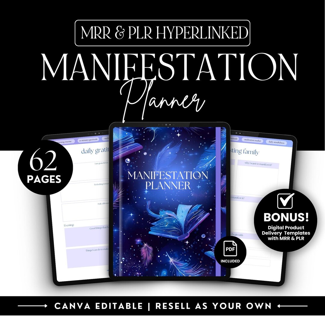 Manifestation Planner PLR, Canva Editable, iPad Manifesting Planner ...