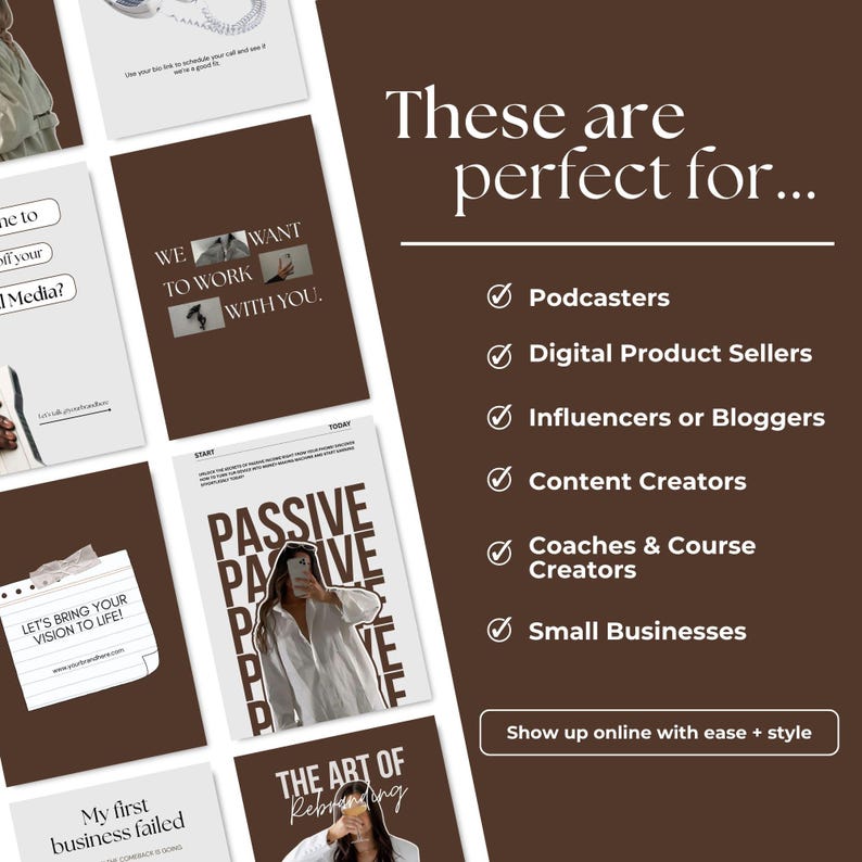 Brown Instagram Template Bundle | MRR & PLR Canva Posts - Etsy