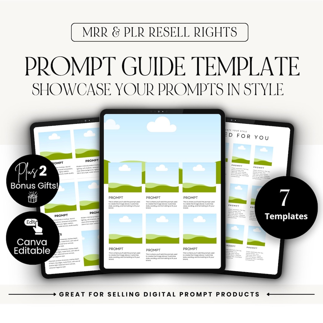 Editable Prompt Guide Template, Canva Planner Frames (PLR & MRR) - Etsy