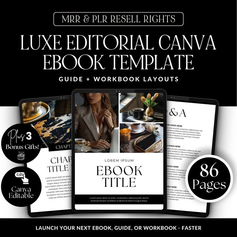 Canva Ebook Template, Editable Guide Workbook Template | Luxe Editorial ...