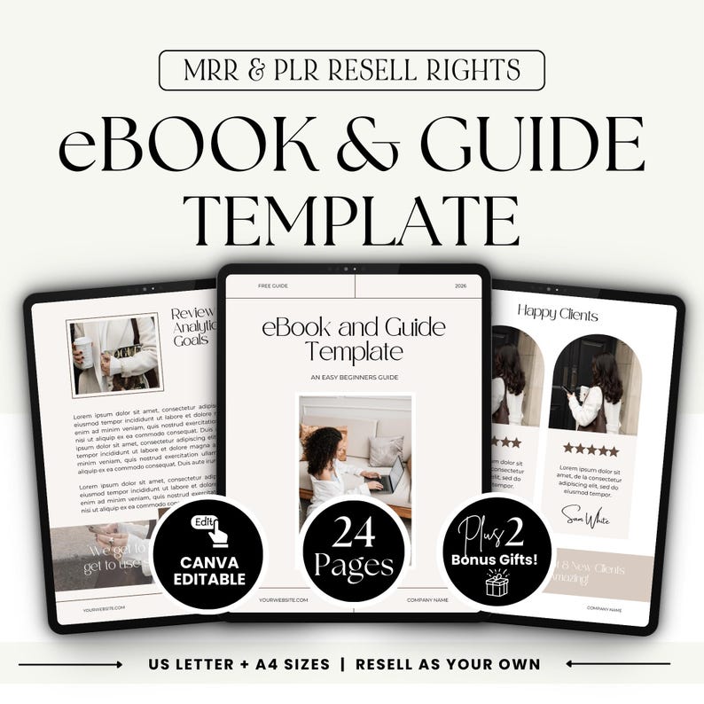 Canva-editable Ebook & Guide Template With MRR/PLR Resell Rights - Etsy