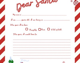 Letter to Santa Printable I Digital Stationery for Kids Christmas Wish ...