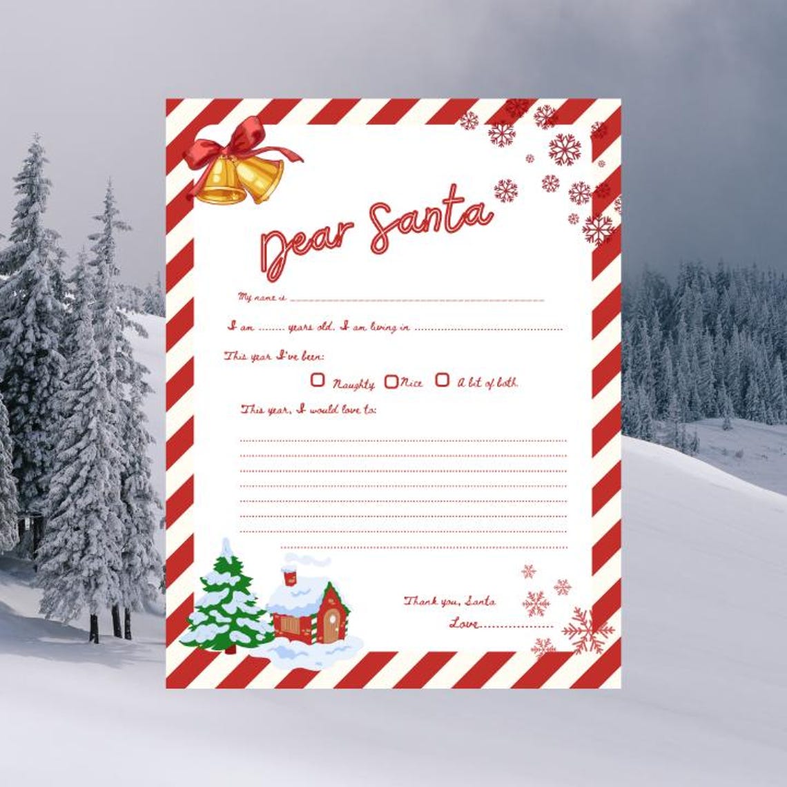 Letter to Santa Printable I Digital Stationery for Kids Christmas Wish ...