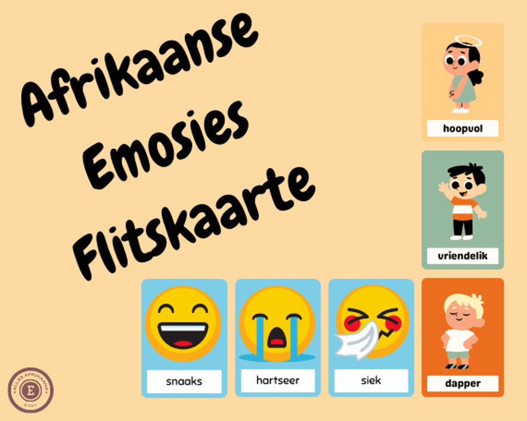 Afrikaanse Emosie Flitskaarte: Klaskamer Hulpbron Tuisskool, Tuisbly ...