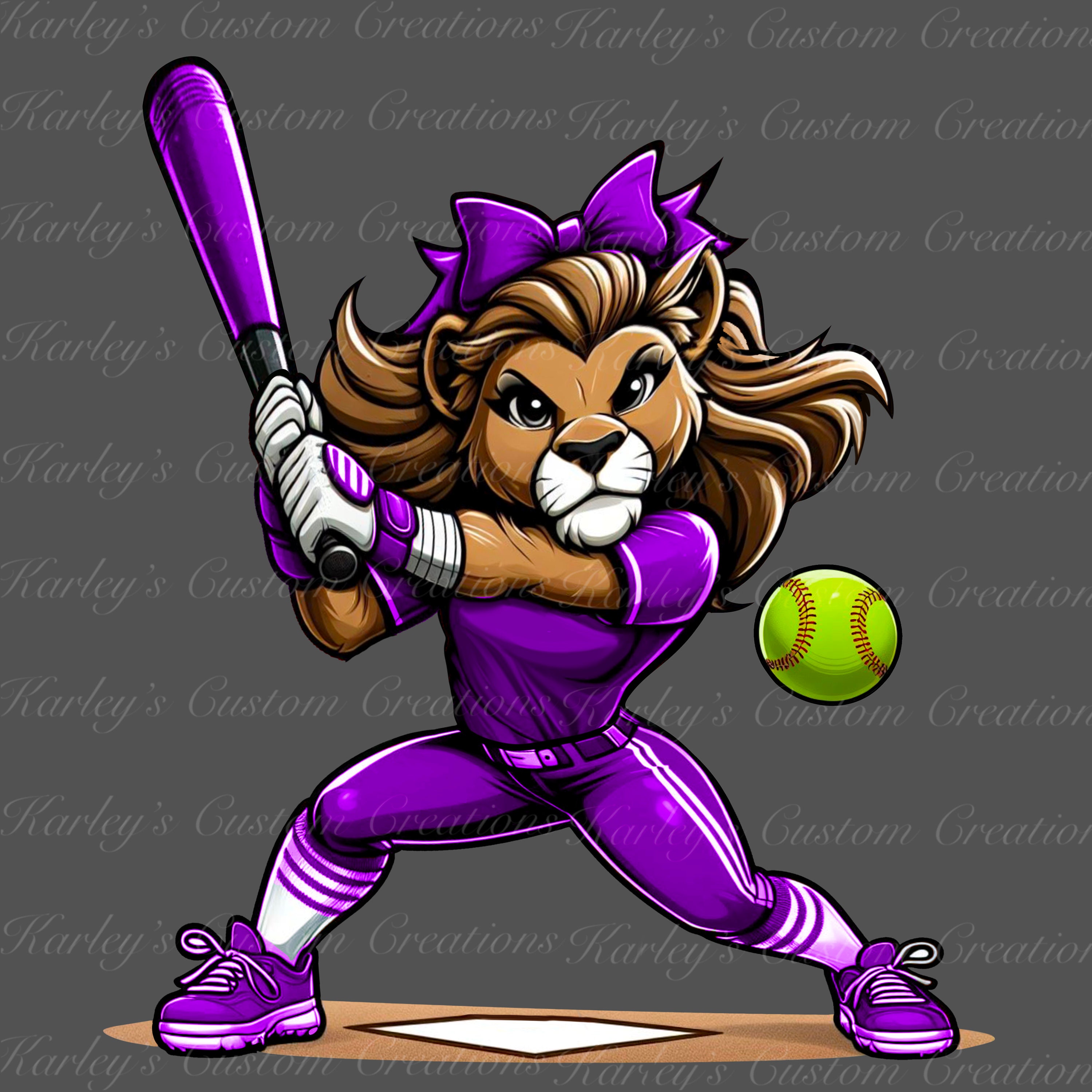 Purple Lady Lions Softball Macot Png, Lady Lions Softball Png, Purple ...
