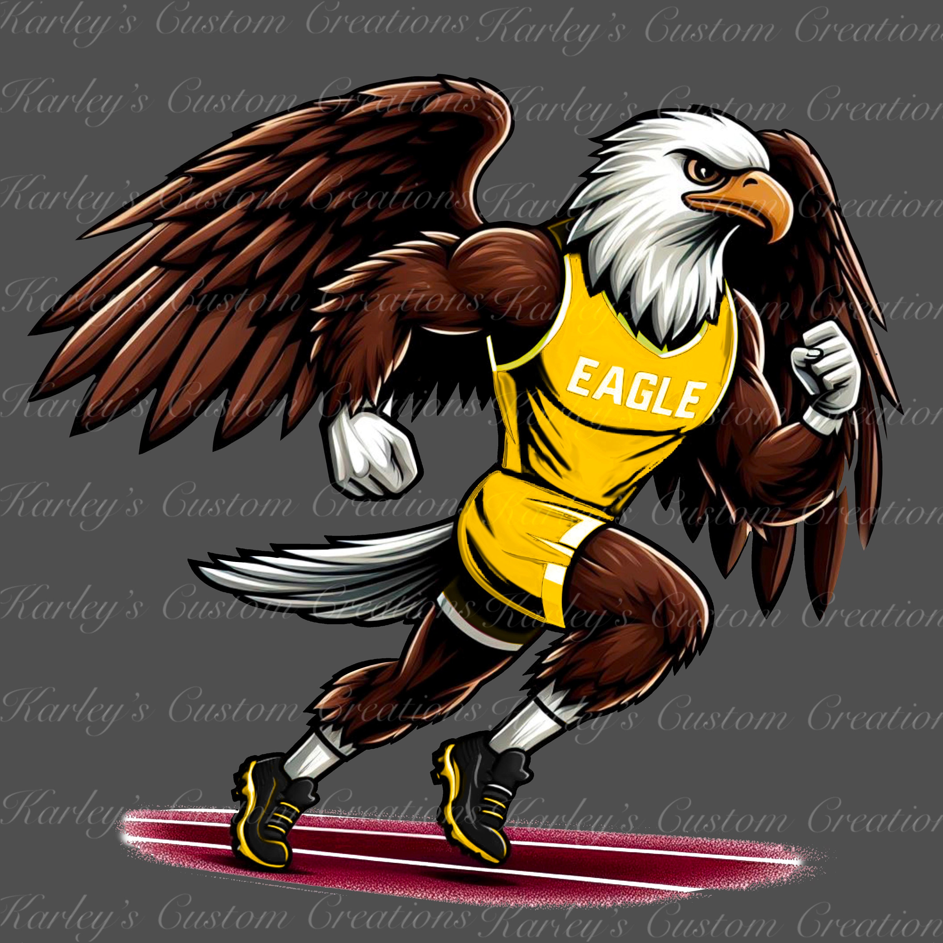 Yellow Eagle Mascot PNG, Eagles Track Mascot Art, Yellow Eagles Digital ...