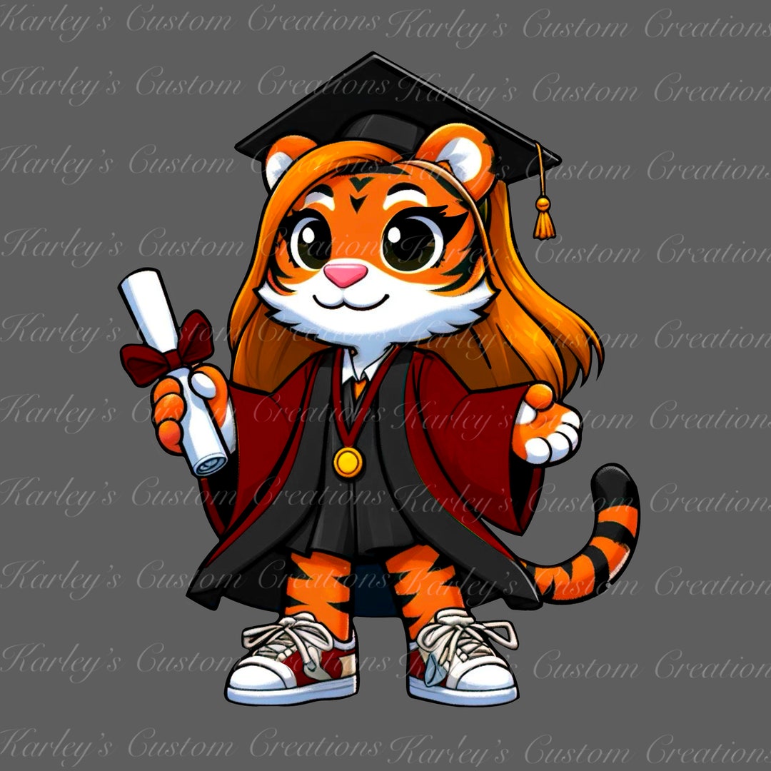 Maroon Lady Tiger Mascot PNG, Lady Tiger Senior Graduate Mascot, Tiger ...