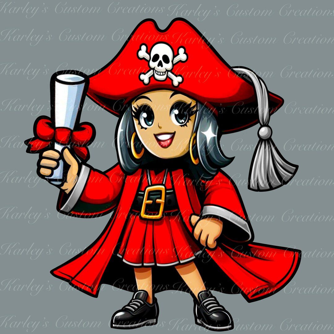 Red Pirate Mascot Png, Red Graduation Team Mascot Art, Pirate Grad ...