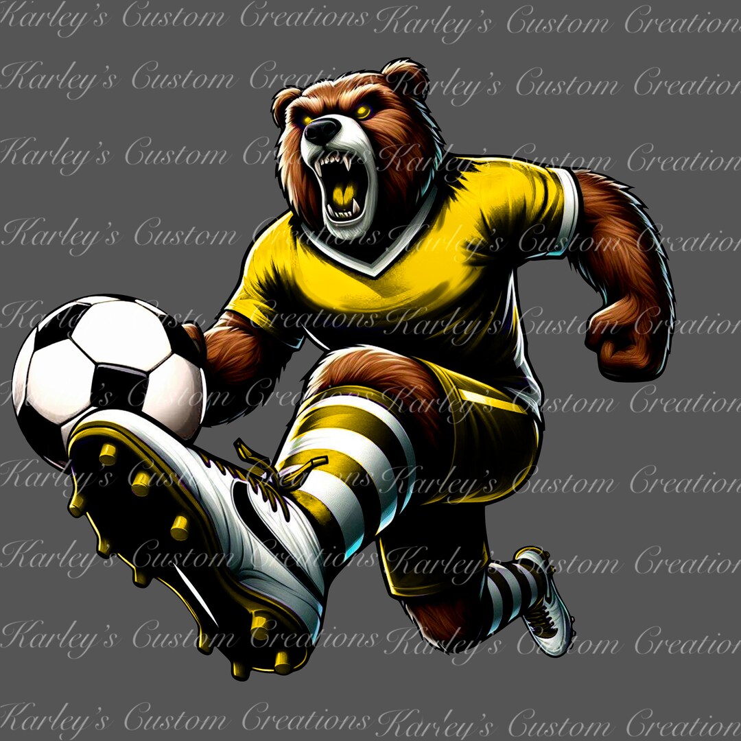Yellow Bear Mascot Png, Bears Soccer Mascot Art, Yellow Bears Digital ...