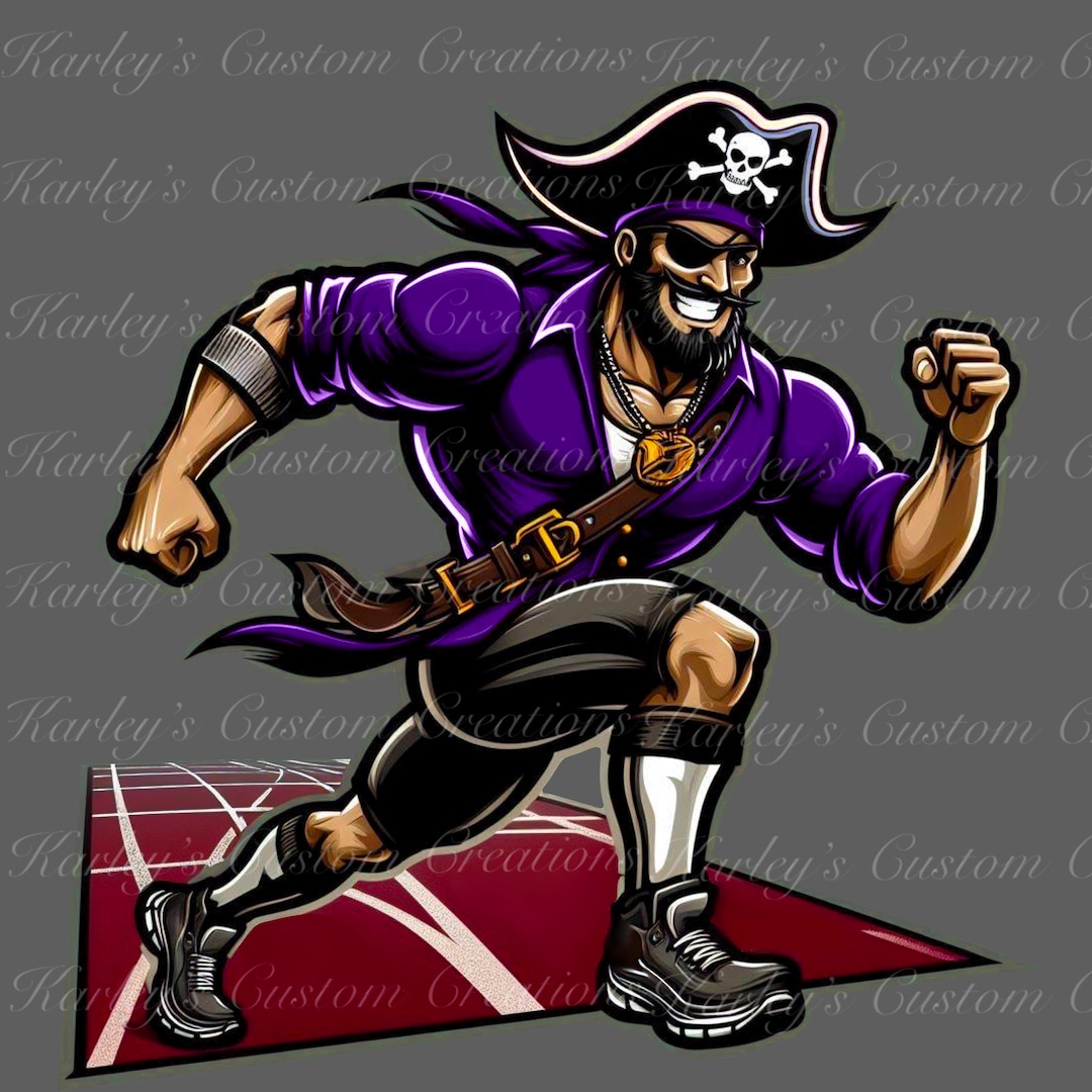 Purple Pirate Mascot Png, Pirate Track and Field Mascot Art, Purple ...