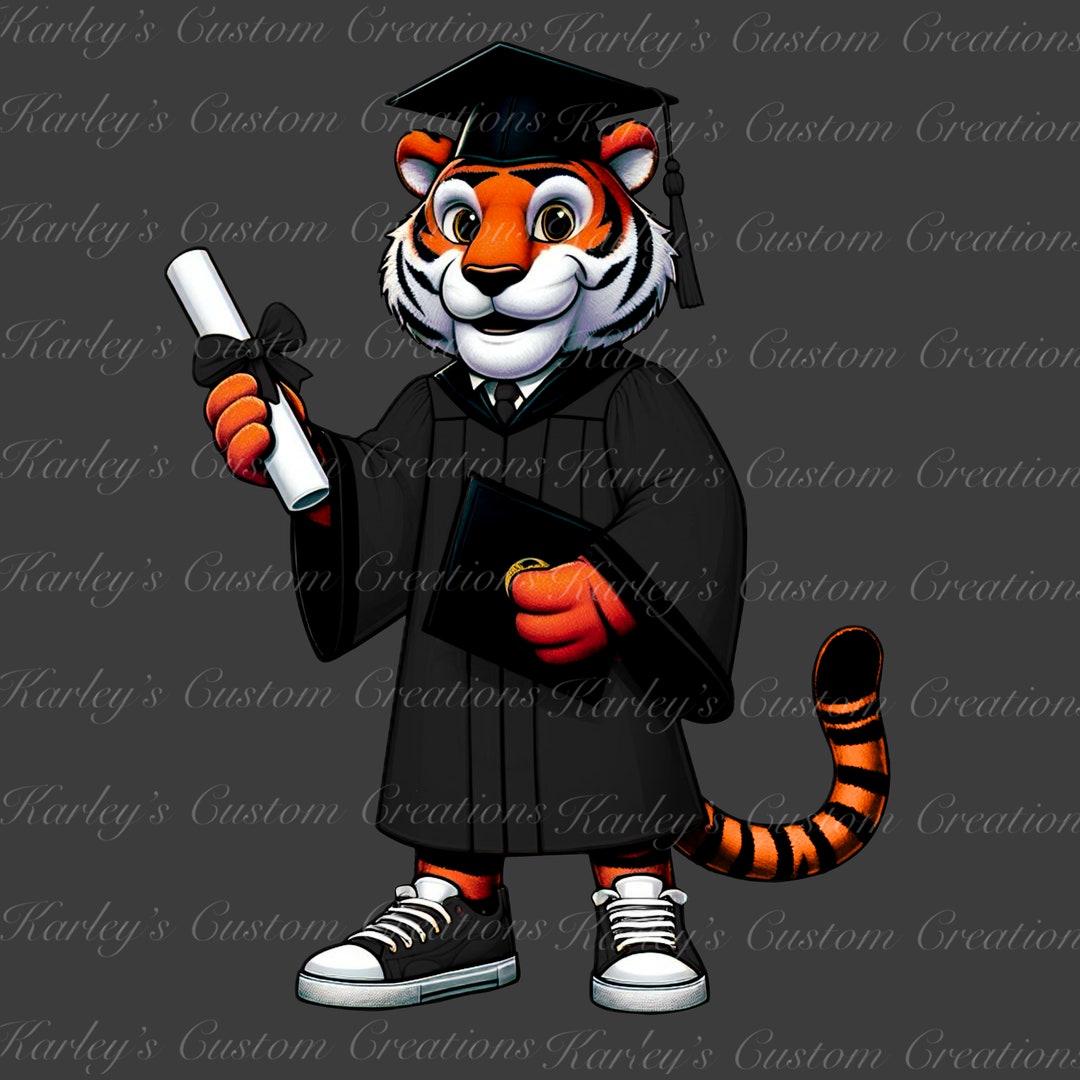 Black Tiger Mascot PNG, Tiger Senior Graduate Mascot, Tiger School ...