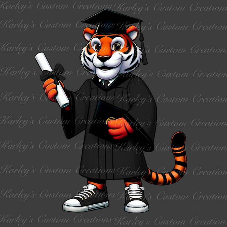 Black Tiger Mascot PNG, Tiger Senior Graduate Mascot, Tiger School ...