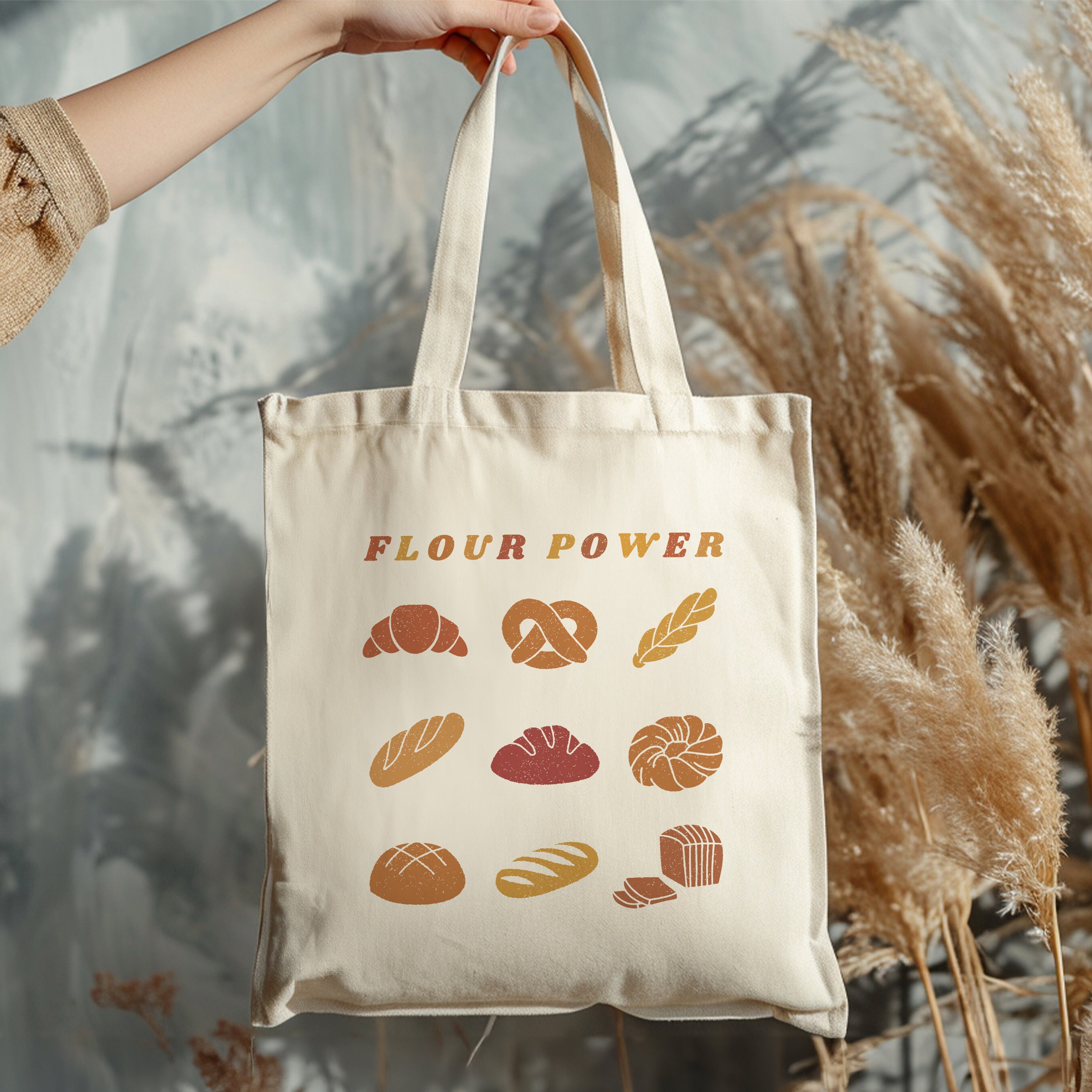 Cute Bread Tote Bag, Flour Power, Sourdough Bread Tote Bag, Foodie Gift ...