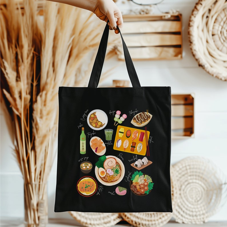 Japanese Food Tote Bag, Foodie Gift, Tokyo Japan Gift, Asian Food Tote ...