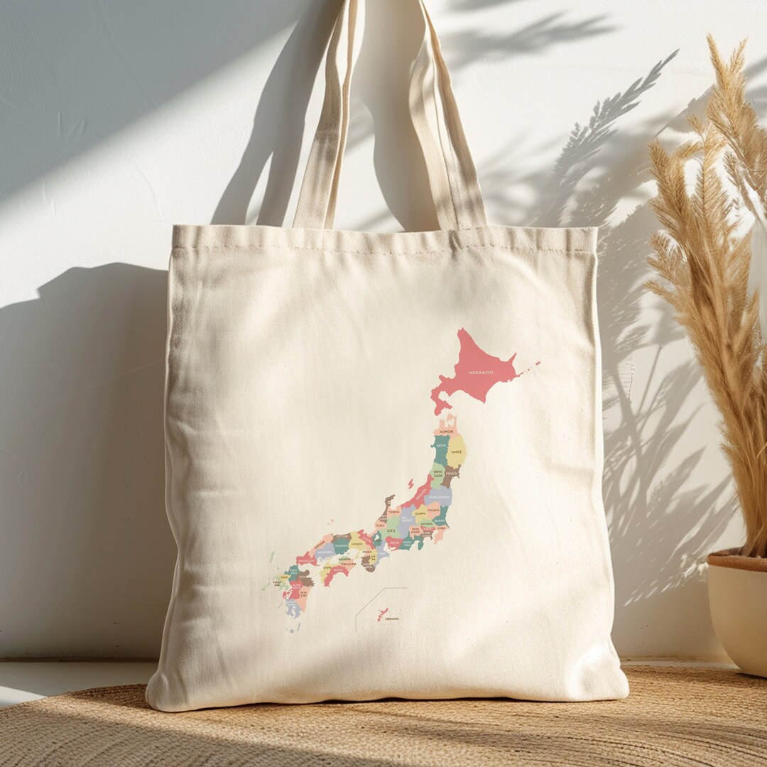 Japanese Map Tote Bag, Unique Tokyo Gift, Japan Travel Bag, Cute ...