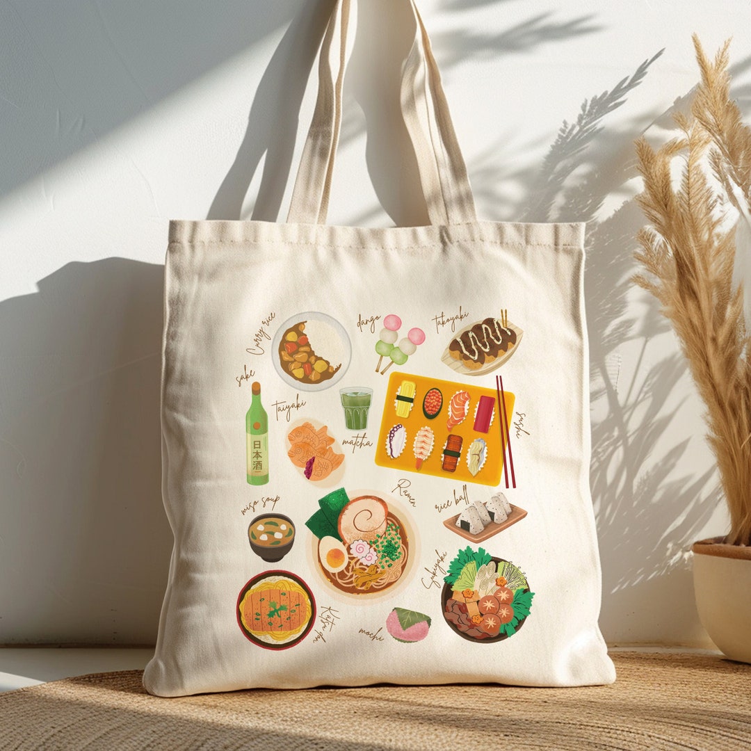 Japanese Food Tote Bag, Foodie Gift, Tokyo Japan Gift, Asian Food Tote ...