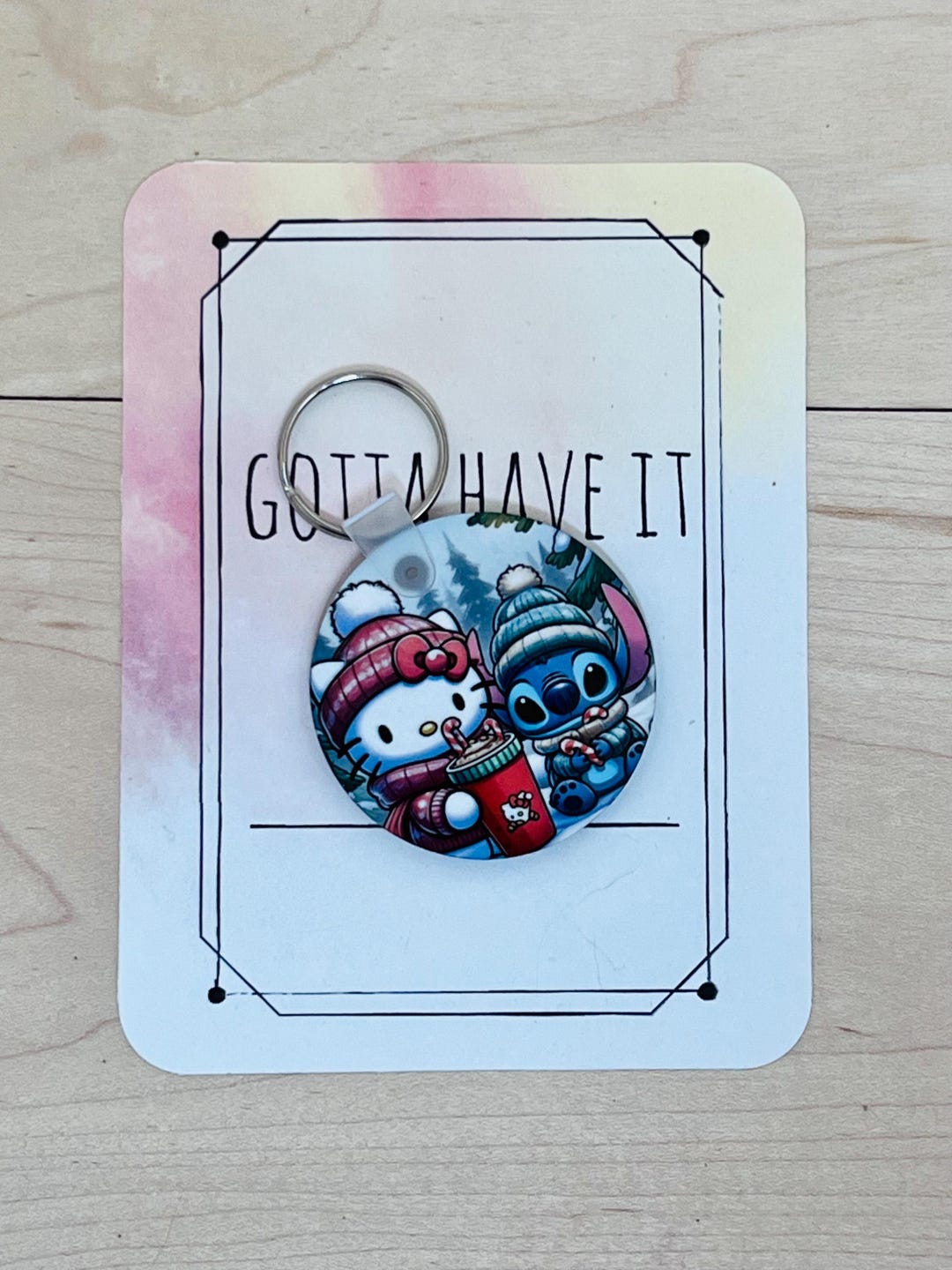 Hello Kitty and Stitch Christmas Keychain - Etsy