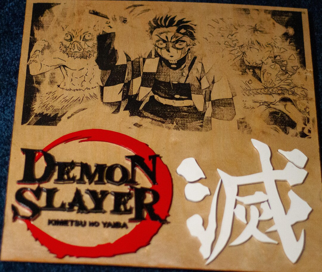 Demon Slayer Wood Wall Art – Laser Engraved Anime Decor With Corps ...