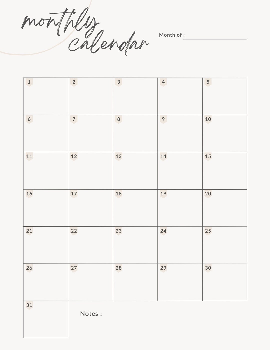 Monthly Calendar - Etsy