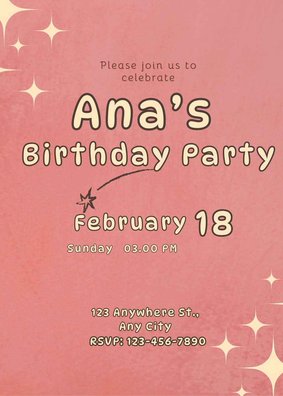 A Simple and Neutral Birthday Invitation Template, Easily Editable ...
