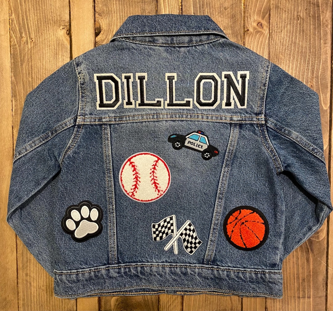 Custom Denim Jacket Denim Custom Name Patch Jacket Gift for Boys Jean ...