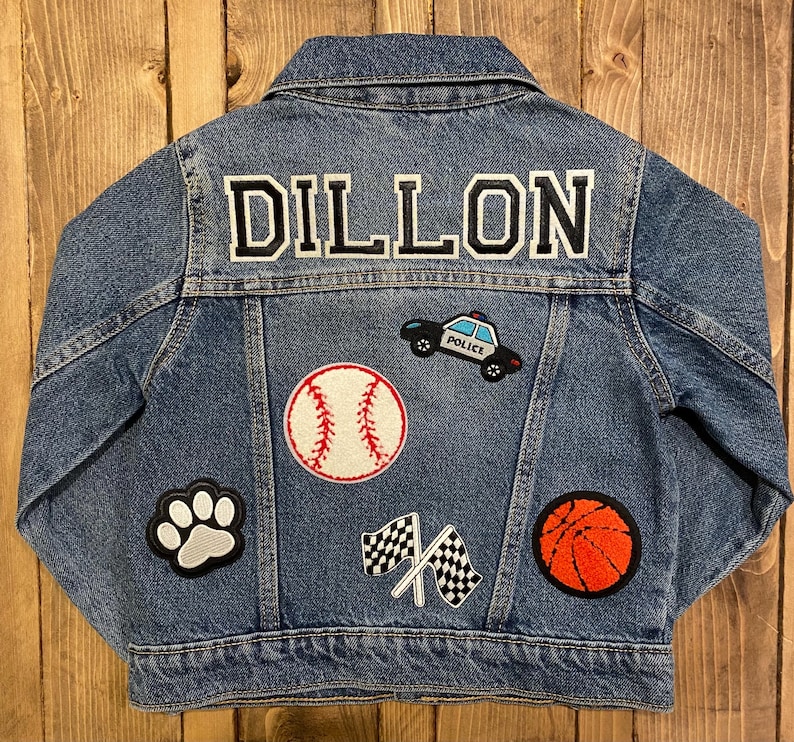 Custom Denim Jacket Denim Custom Name Patch Jacket Gift for Boys Jean ...