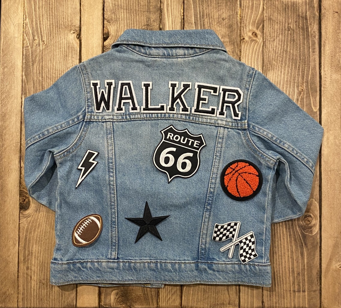 Custom Denim Jacket Denim Custom Name Patch Jacket Gift for Boys Jean ...
