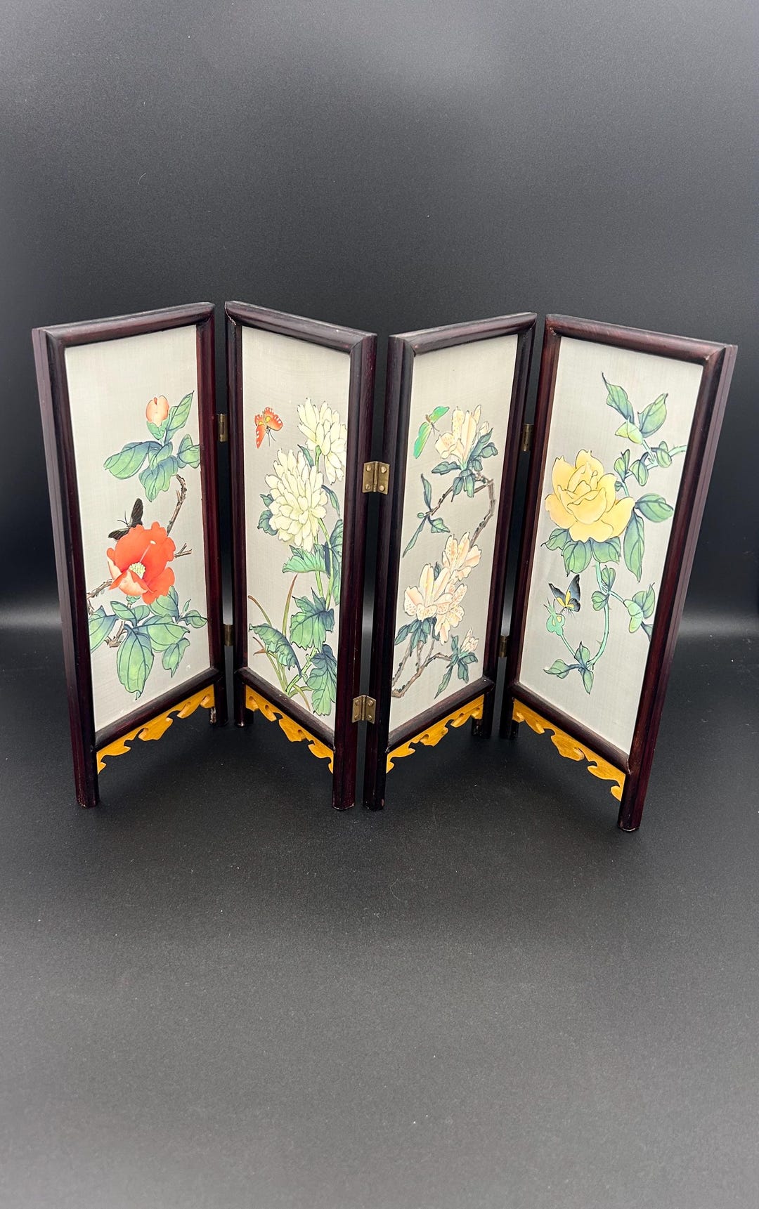 Chinese Silk Screen Four Seasons-two Sided - Etsy