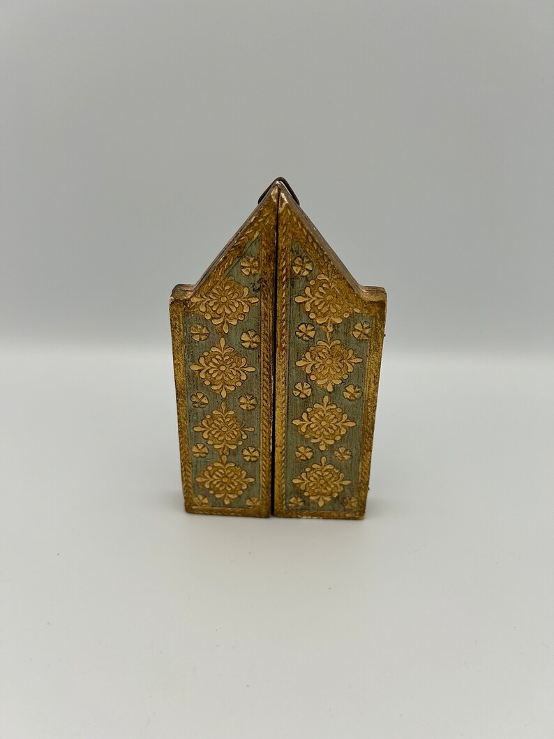 Italian/handpainted-florentine/religious/gold/teal Green/gilded/ Tri ...
