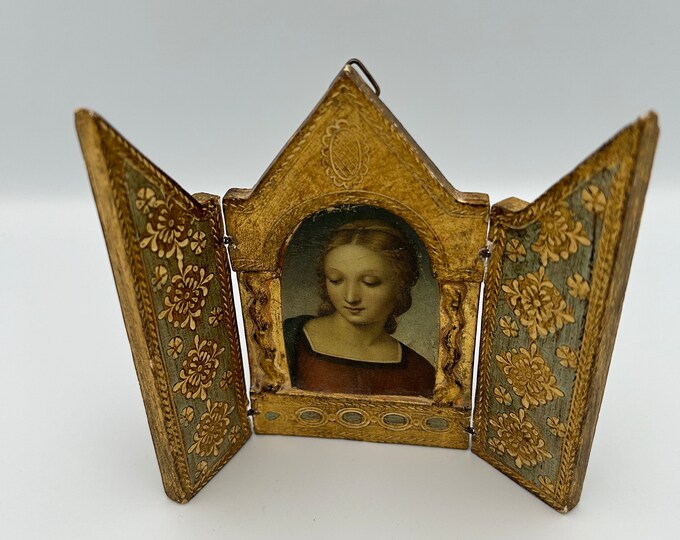 Italian/handpainted-florentine/religious/gold/teal Green/gilded/ Tri ...