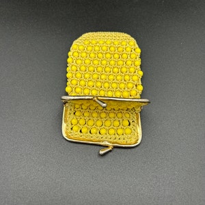 Vintage / Crochet Yellow Coin Purse / Yellow Beads - Etsy