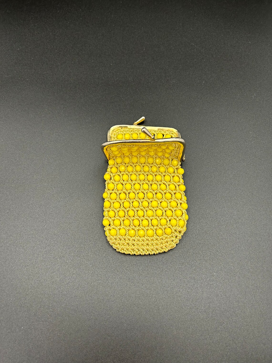 Vintage / Crochet Yellow Coin Purse / Yellow Beads - Etsy