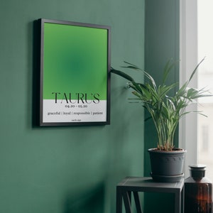 Taurus Zodiac Star Sign Poster, Aesthetic Poster Design, Digital ...