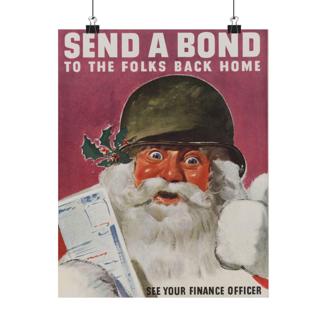 Vintage Santa War Bond Poster, Matte Vertical Posters, Man Cave Decor ...