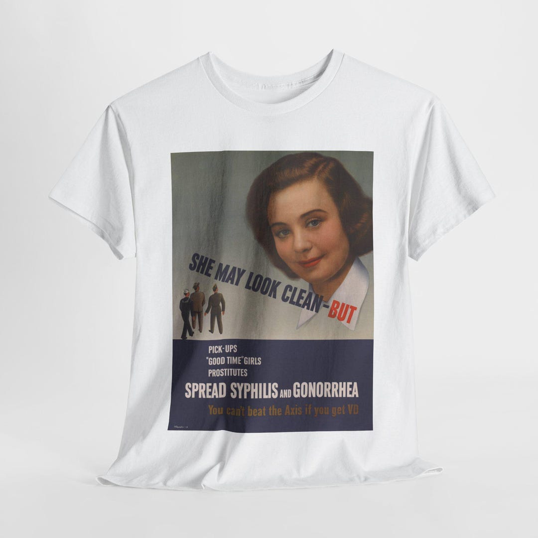 WW2 Historic STD Warning Sign T-shirt, Vintage Military Art Print ...