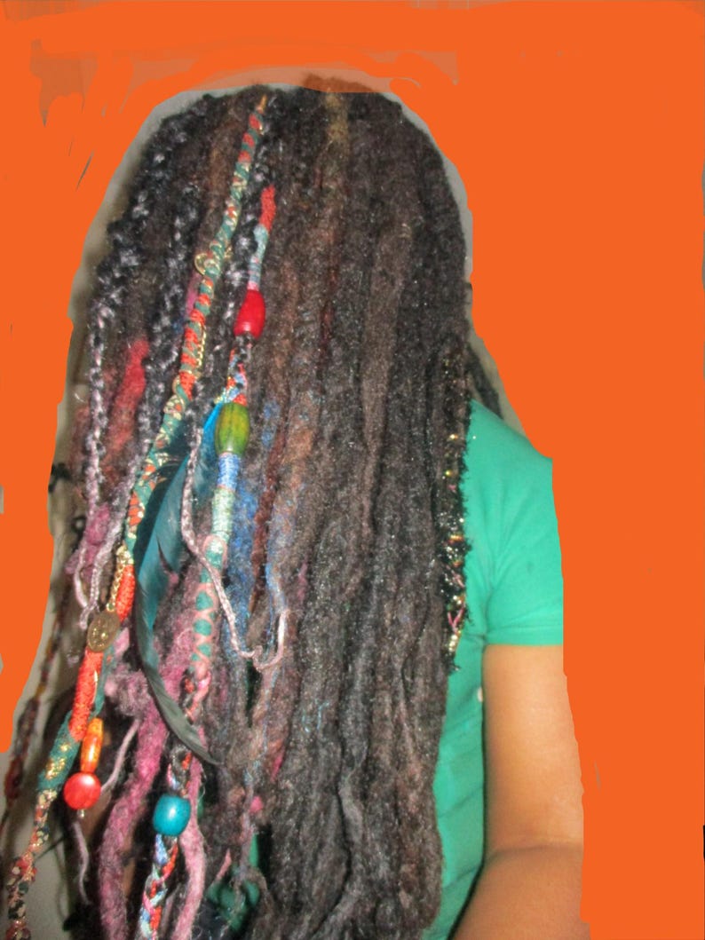 Dreadlock Hair Extension | One Dreadloc Wrap Clip in | Real Feathers ...