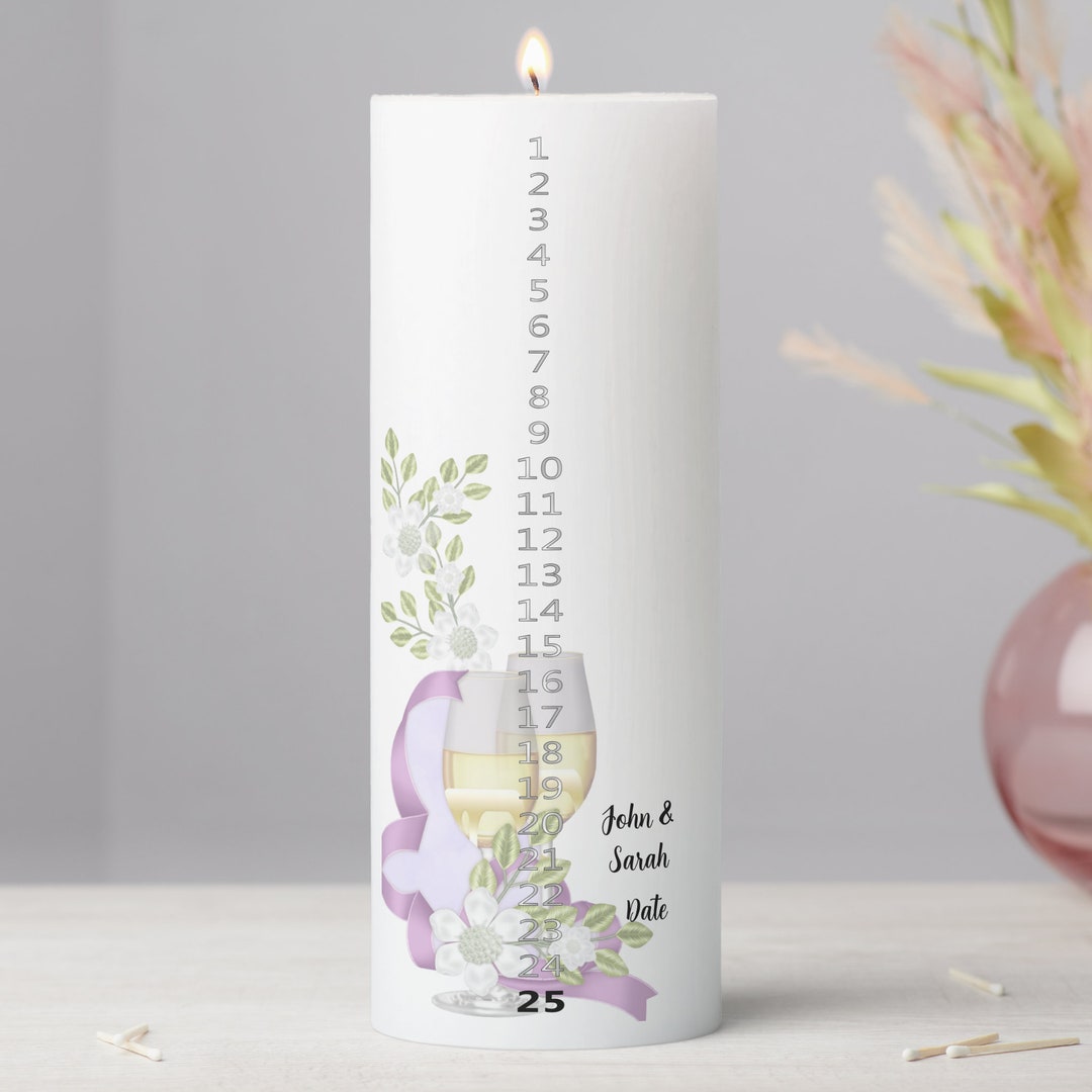 Wedding Anniversary Countdown Candle - 1 - 25 Years 9 Inches Tall ...