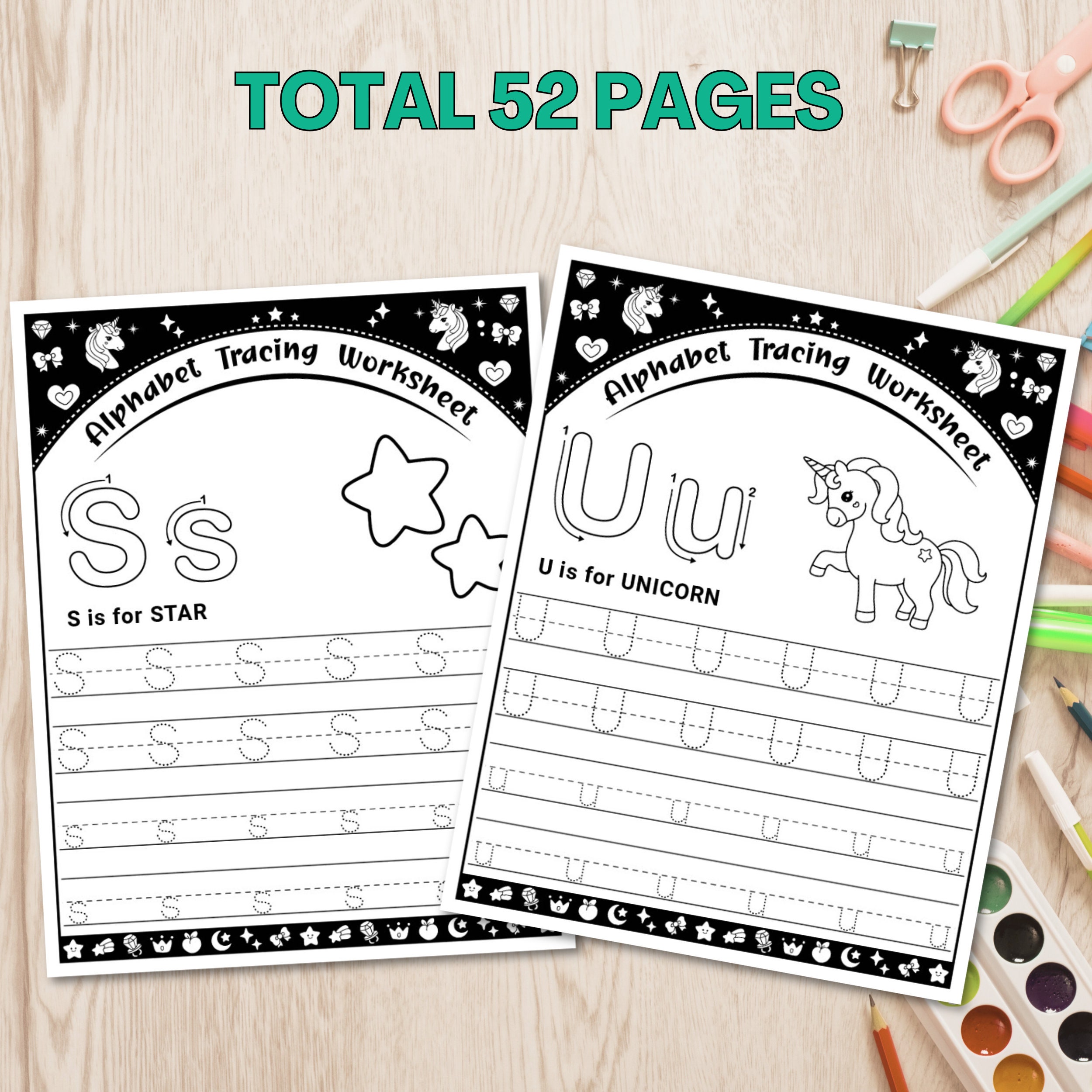 Alphabet Tracing Worksheets, A-Z, ABC Tracing Workbook, Handwriting ...
