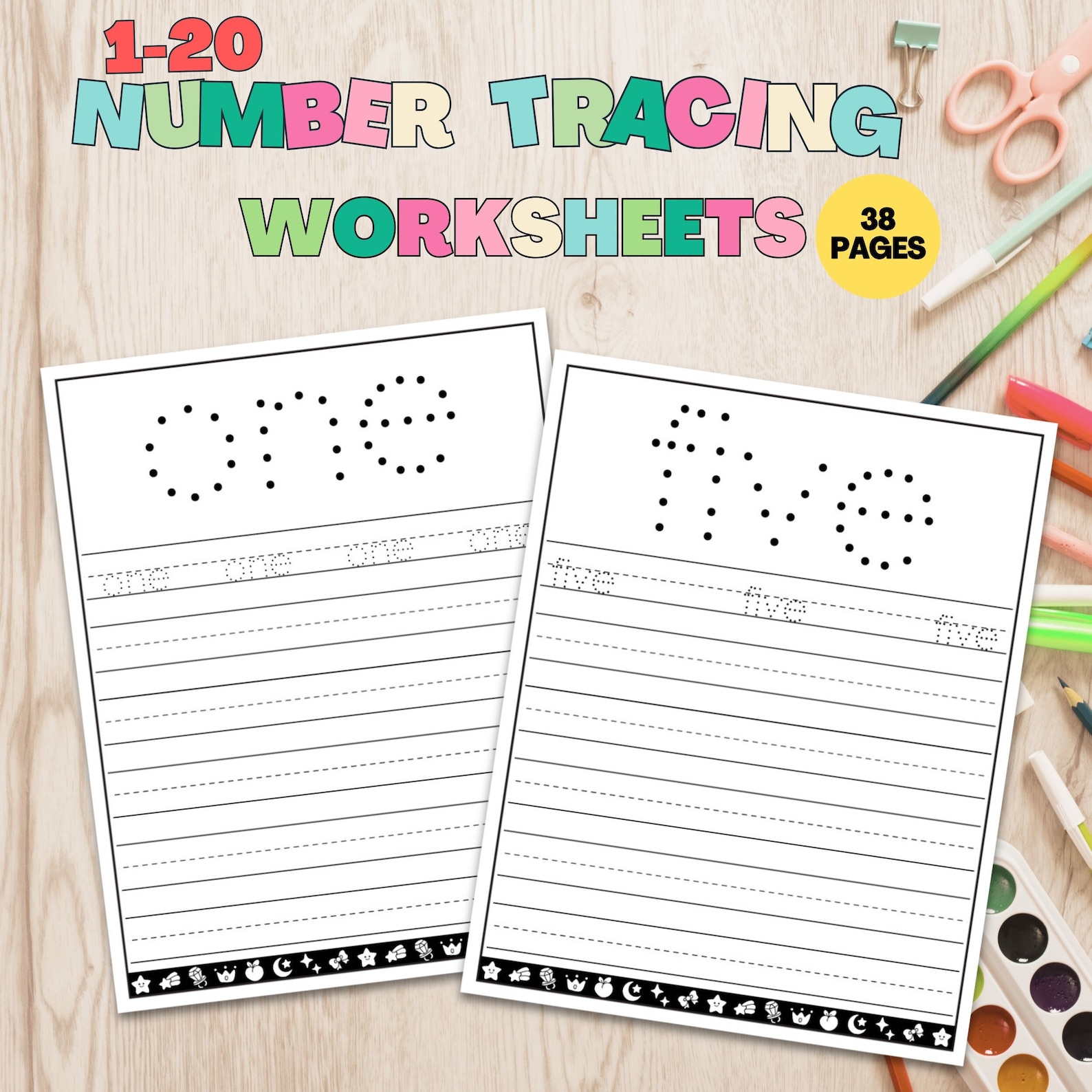 1-20 Number Tracing Worksheets, Preschool Worksheet, Pre-k Numbers ...
