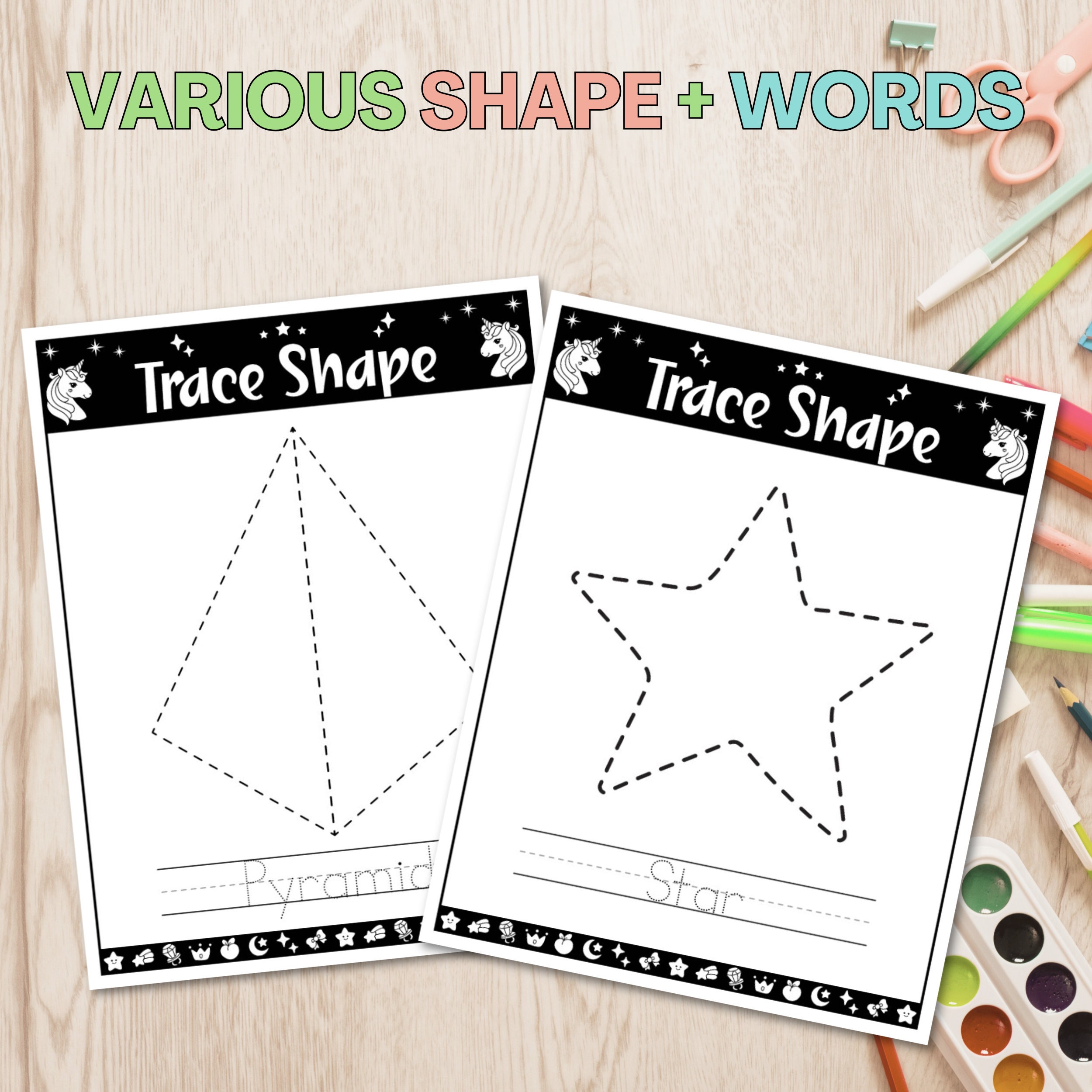 Preschool Shape Tracing Worksheets, Basic Shape Tracing, Handwriting ...