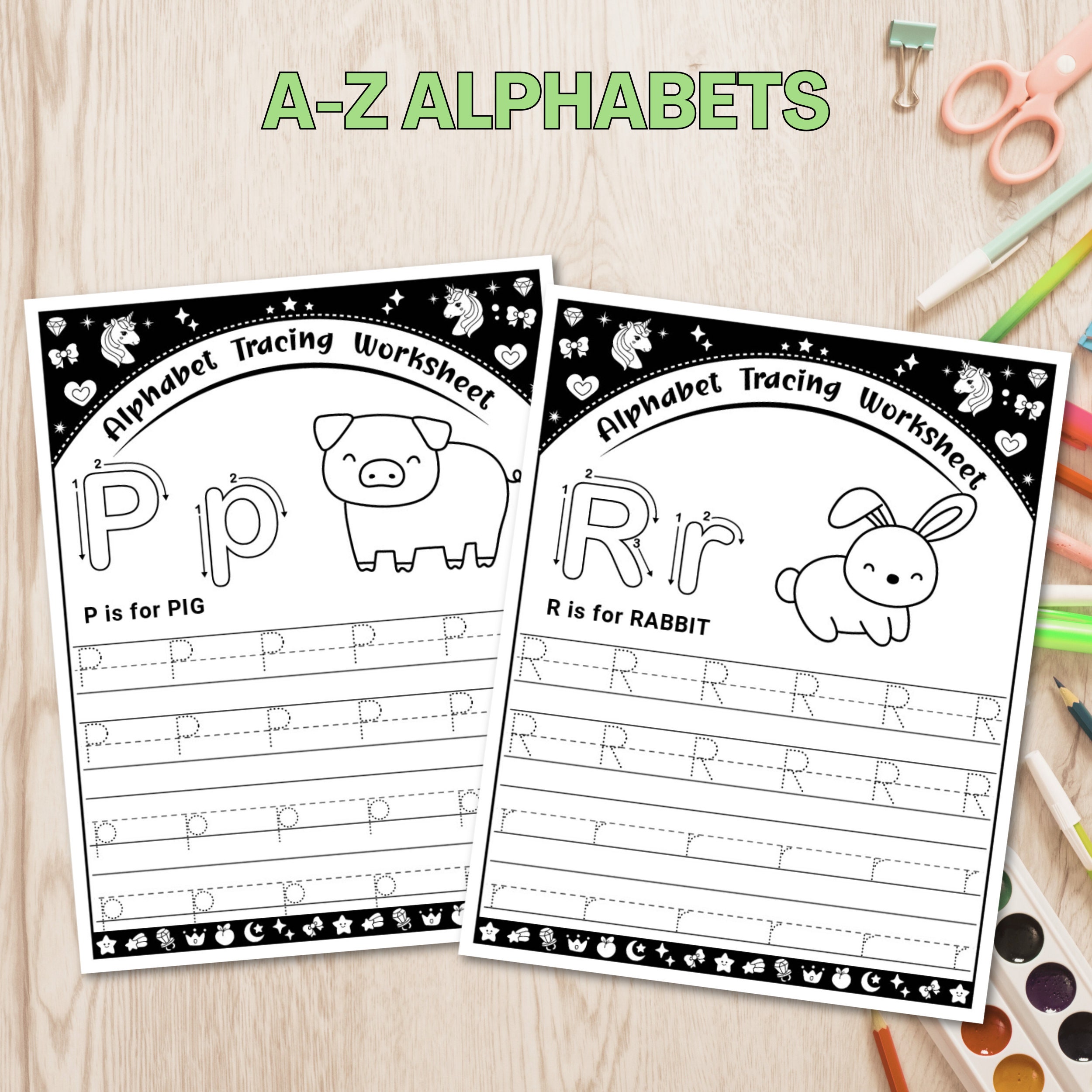 Alphabet Tracing Worksheets, A-Z, ABC Tracing Workbook, Handwriting ...